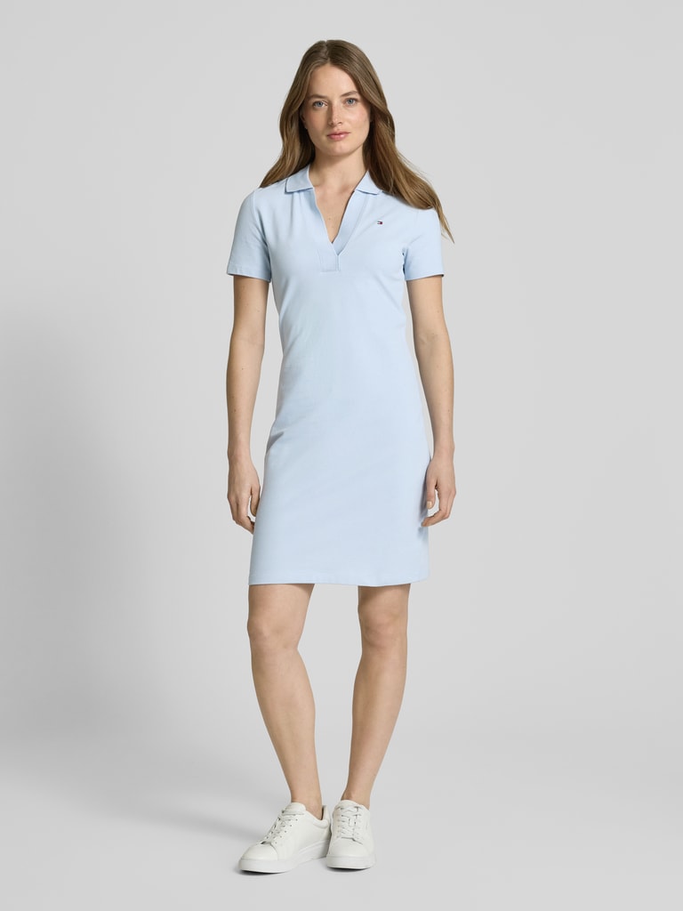 Tommy Hilfiger Knielanges Polokleid mit Logo-Stitching (hellblau ...