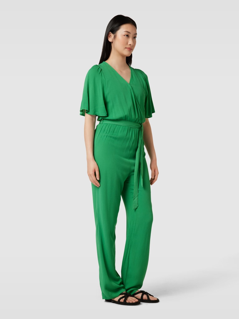 ICHI Jumpsuit mit V-Ausschnitt Modell 'Marrakech' (gruen) online kaufen
