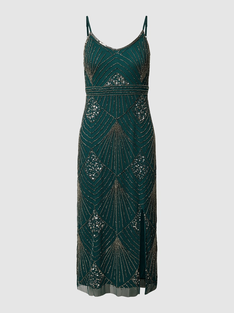 LACE & BEADS Knielanges Cocktailkleid mit Zierstein- und ...