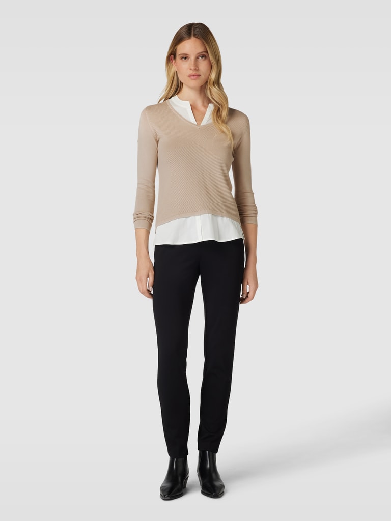 comma Strickpullover im Double-Layer-Look (sand) online kaufen