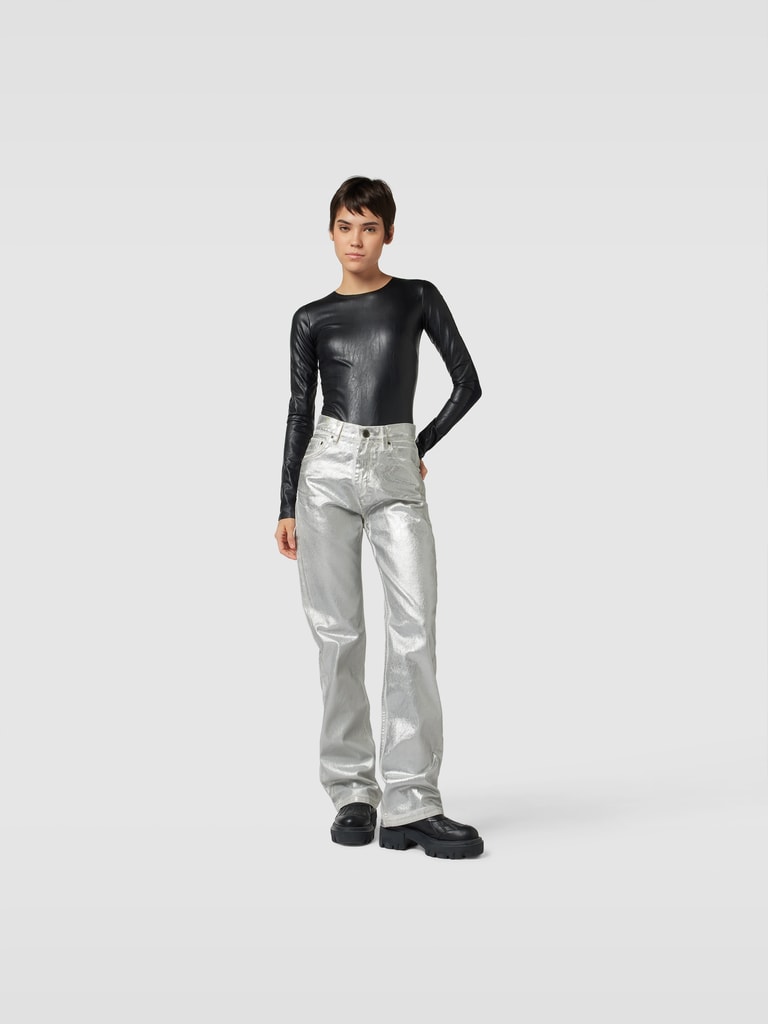 ROTATE Straight Fit Jeans mit Knopfverschluss (silber) online kaufen