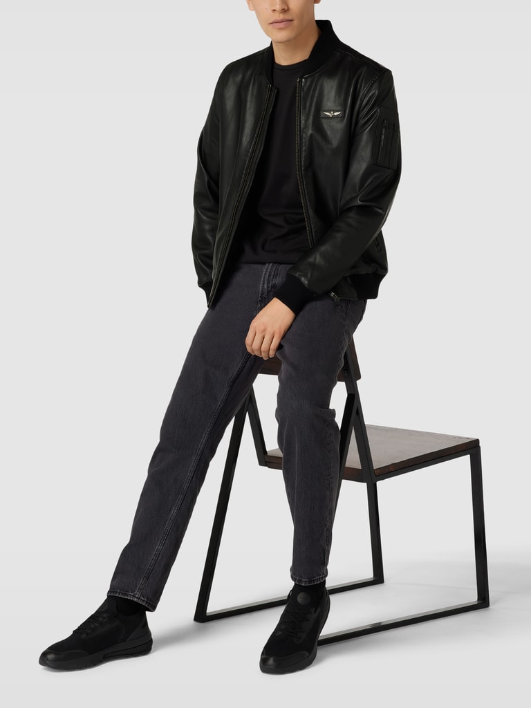 Aeronautica Militare Leren jack met sierapplicatie, model 'BOMBER' in ...