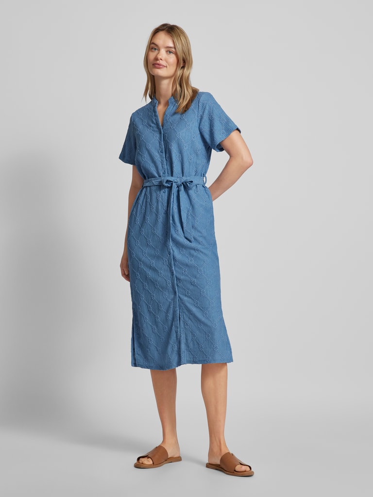 Vila Midikleid mit Bindegürtel Modell 'DELEA' (rauchblau) online kaufen