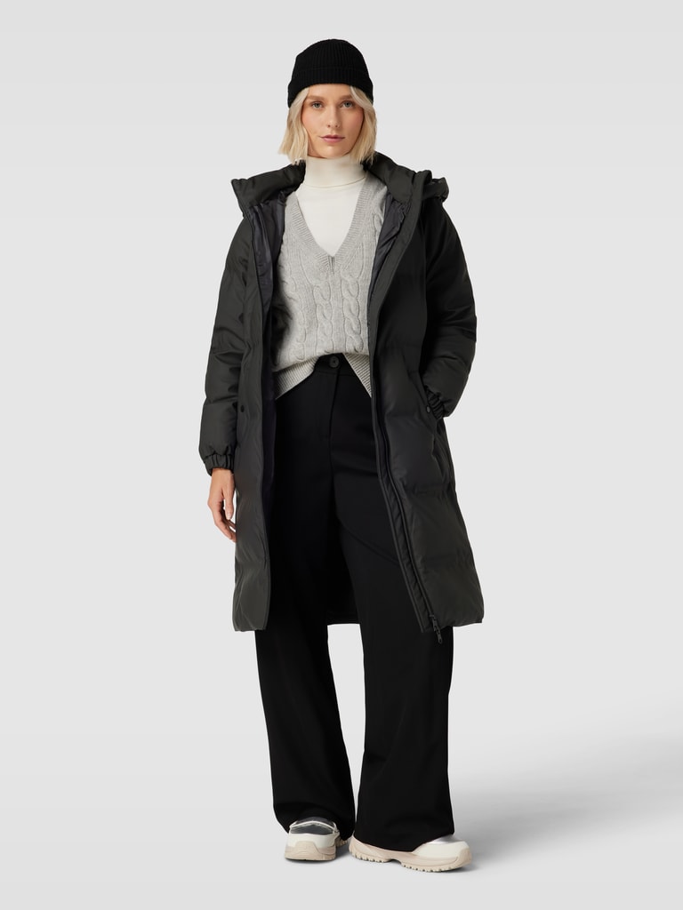 Vero Moda Gewatteerde lange jas met capuchon, model 'NOE' in zwart ...