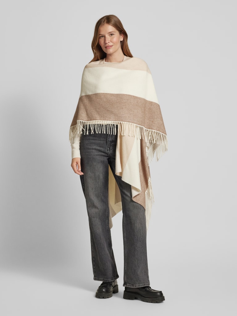 WHITE LABEL Poncho mit Fransen (beige) online kaufen