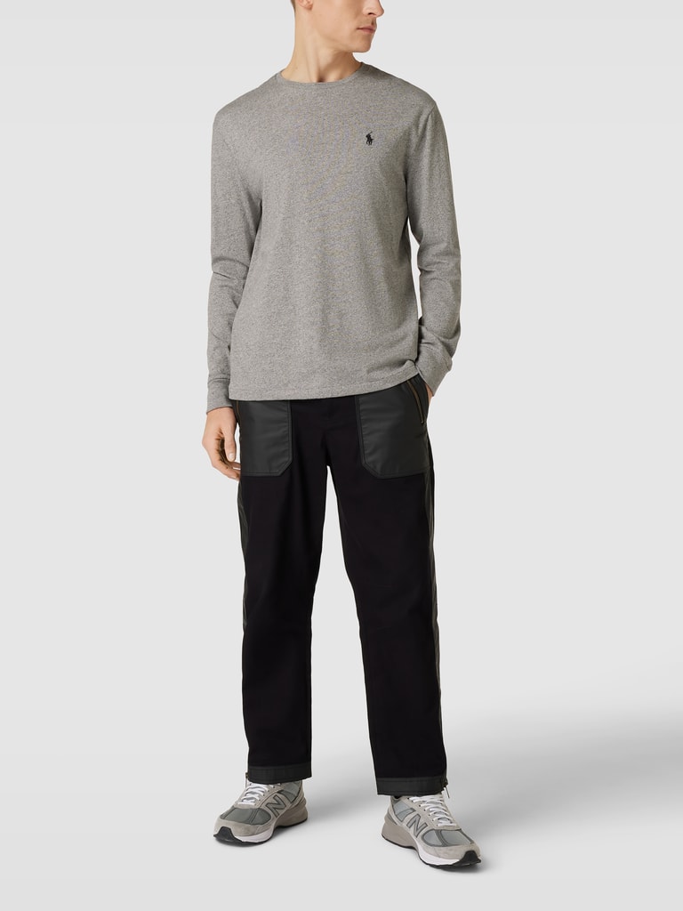 Polo Ralph Lauren Longsleeve mit Label-Stitching (mittelgrau) online kaufen