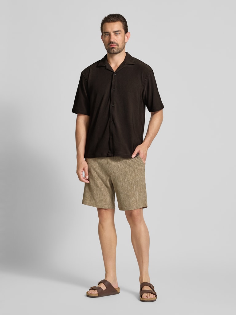JAKE*S STUDIO MEN Relaxed Fit Kurzarmhemd in Ripp-Optik (dunkelbraun ...
