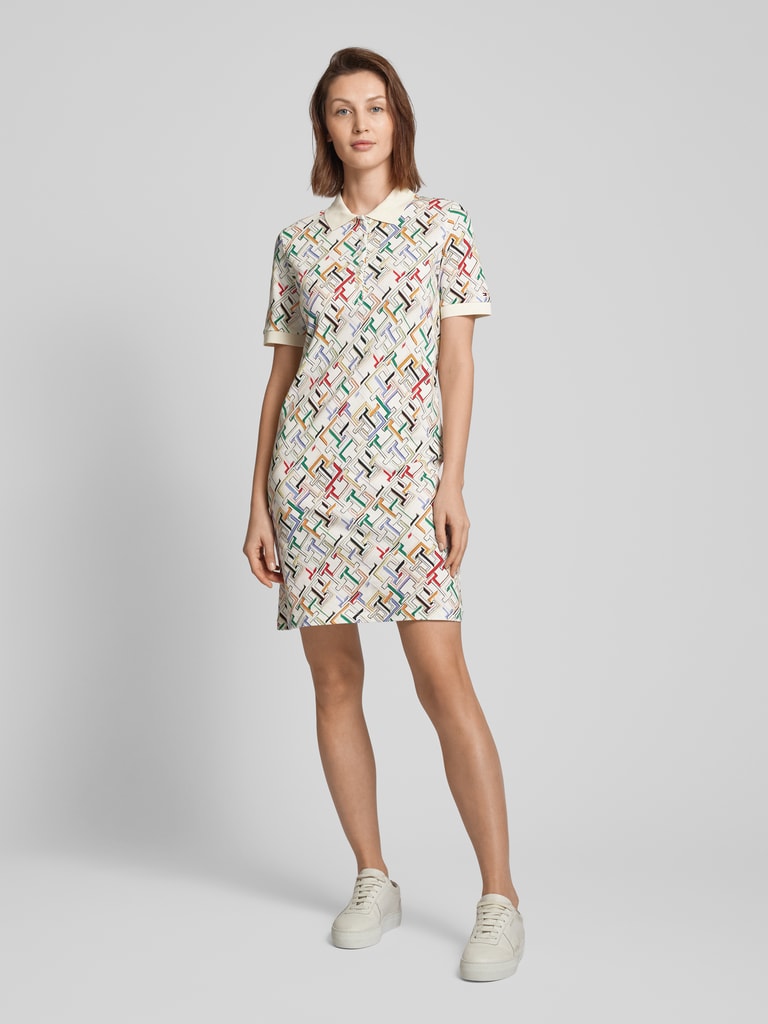 Tommy Hilfiger Polokleid mit Allover-Logo-Print (weiss) online kaufen