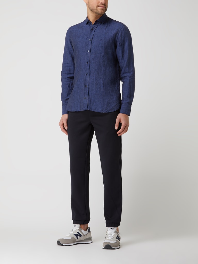 BOGNER Slim Fit Leinenhemd Modell 'Timt' (marine) online kaufen