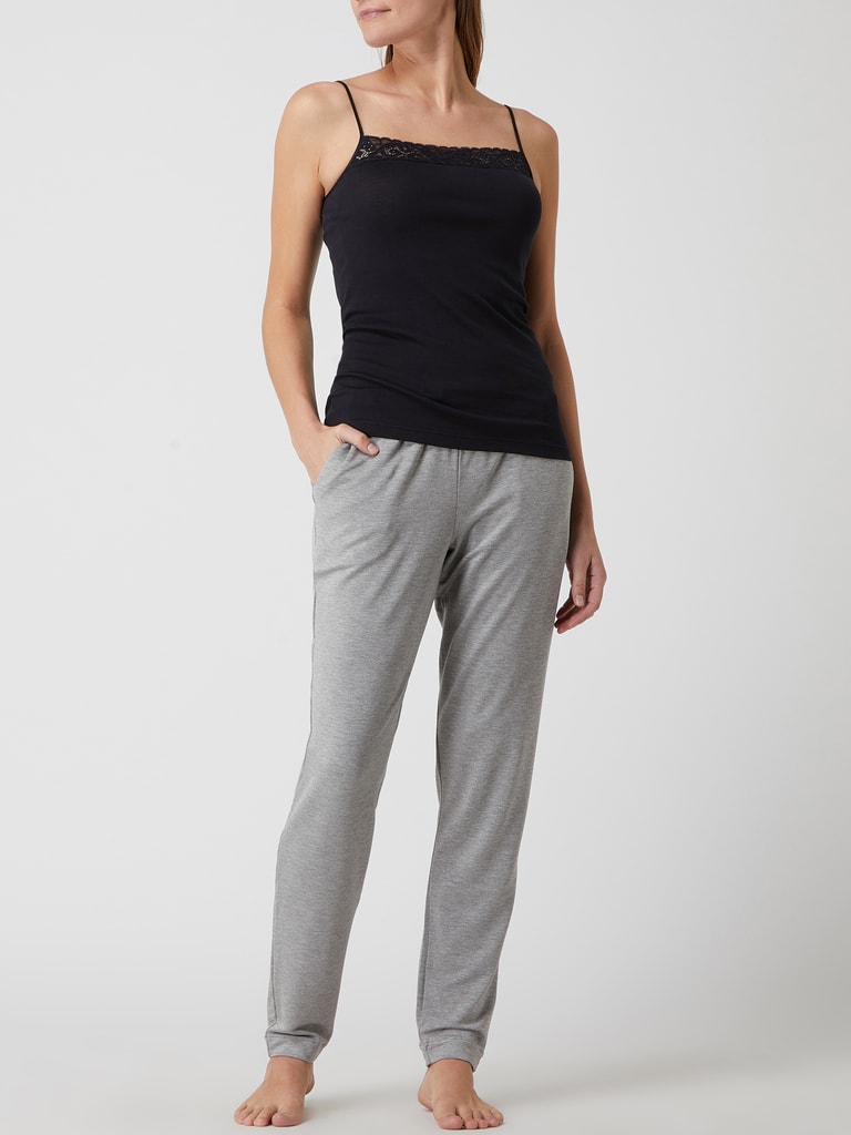 Kup online Hanro Top z merceryzowanej bawełny model ‘Moments’ (czarny)