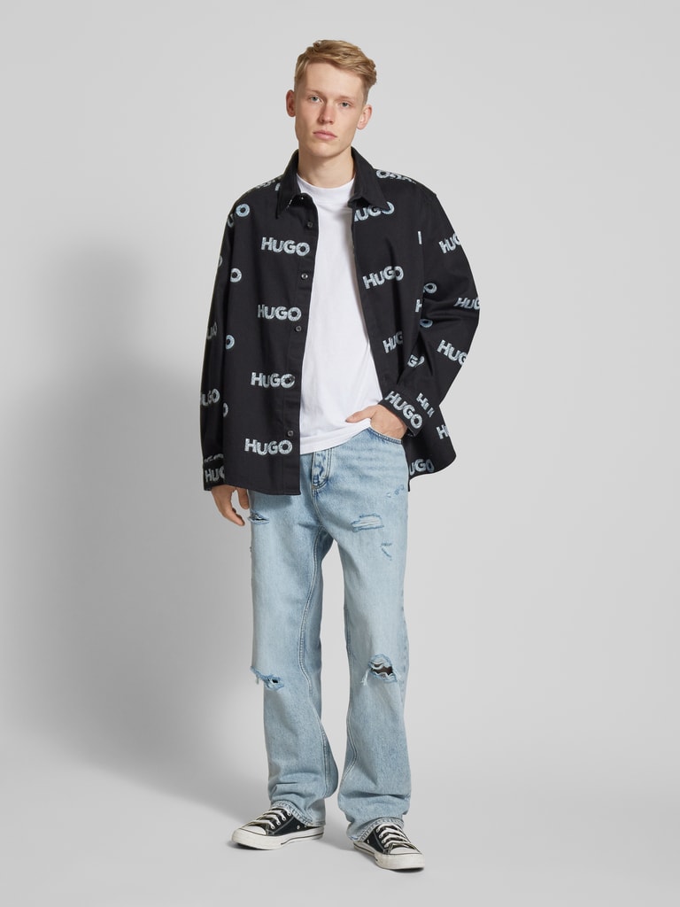 Kup online Hugo Blue Jeansy z efektem znoszenia model ‘Nate ...