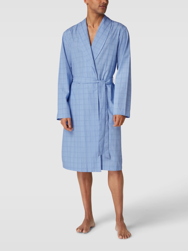Hanro Bademantel aus reiner Baumwolle mit Gitterkaro Modell 'Ian Robe ...