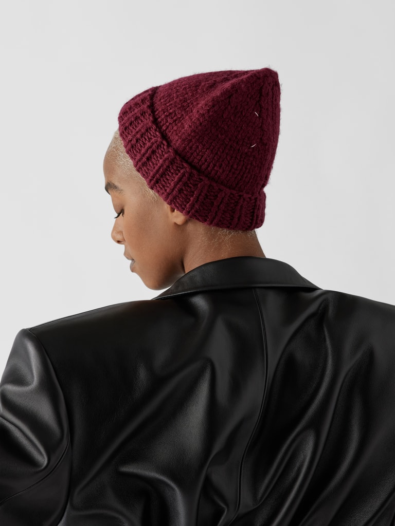 Maison Margiela Beanie in Grobstrick-Optik (bordeaux) online kaufen