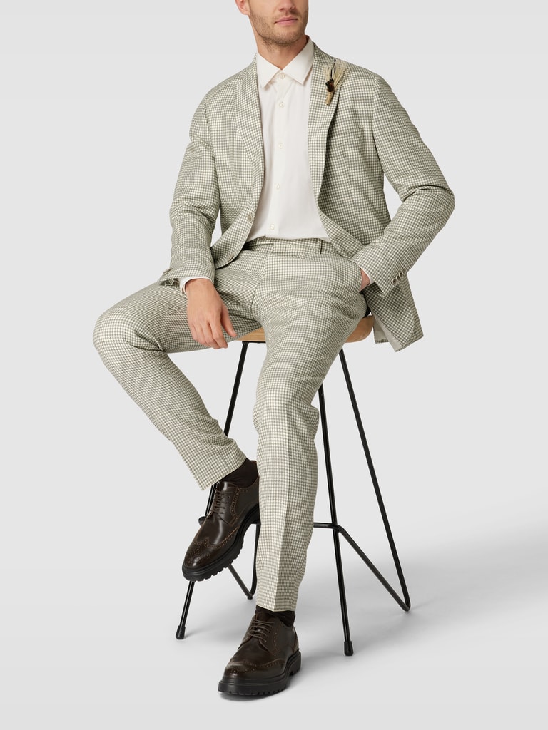 CG - Club of Gents Slim Fit Chino mit Hahnentrittmuster Modell 'Paco' (gruen) online kaufen