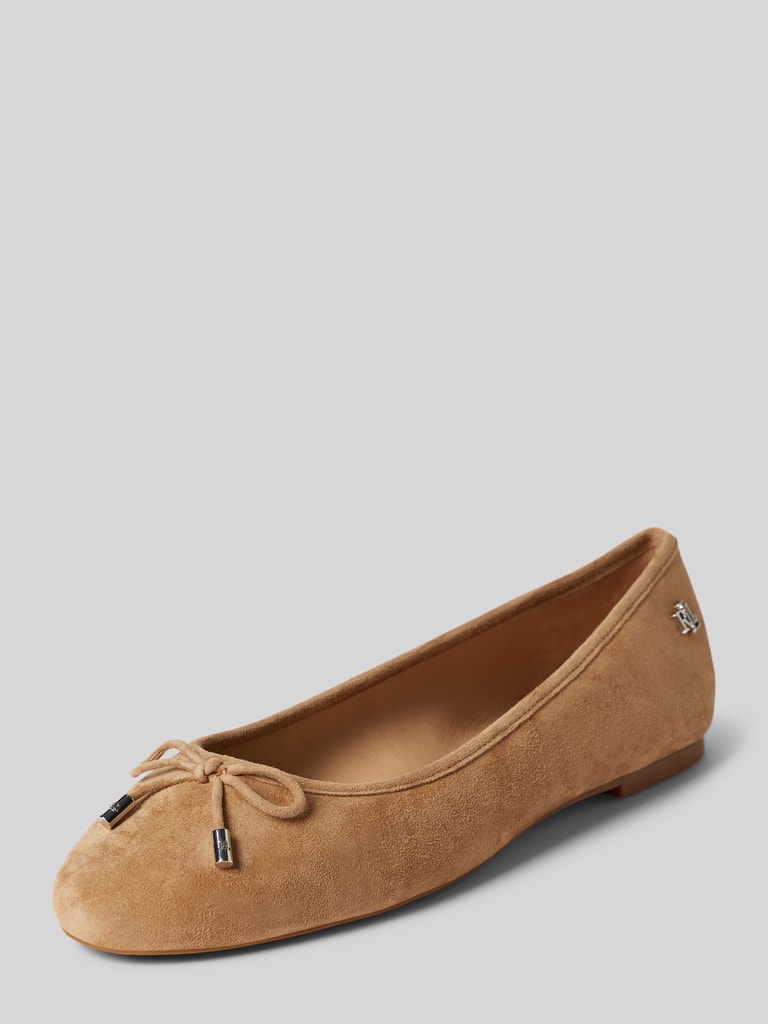 Lauren Ralph Lauren Leren Ballerinas Met Sierstrik Model Jayna In Camel Online Kopen Pandc