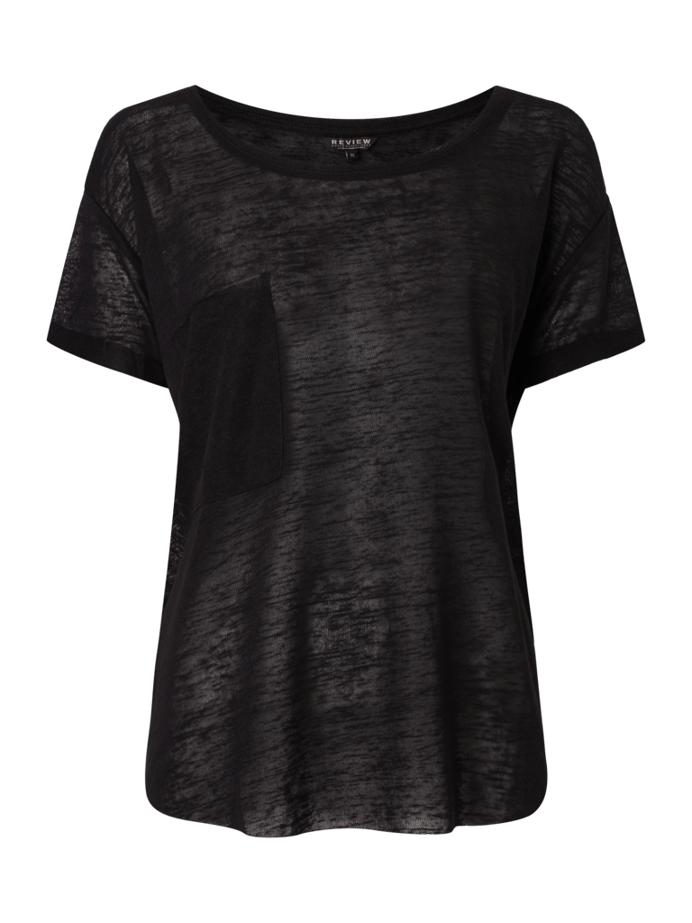 Review Boxy Fit T Shirt Aus Slub Knit Schwarz Online Kaufen