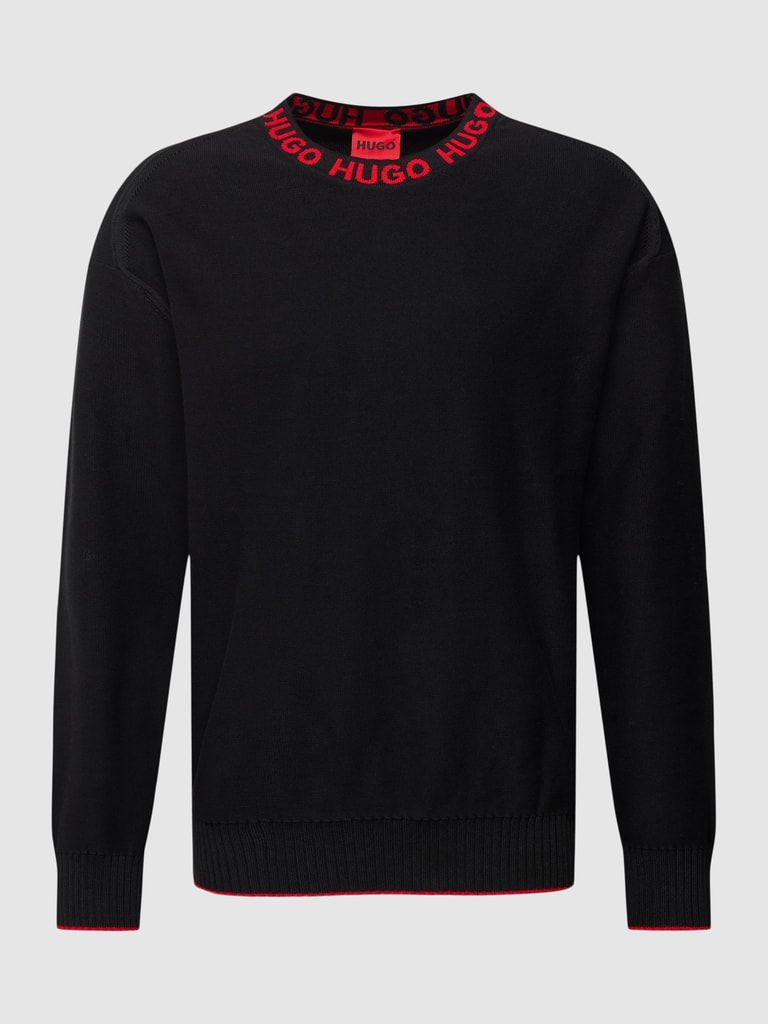 HUGO Strickpullover mit Kontraststreifen Modell 'Smarlo' (black) online ...