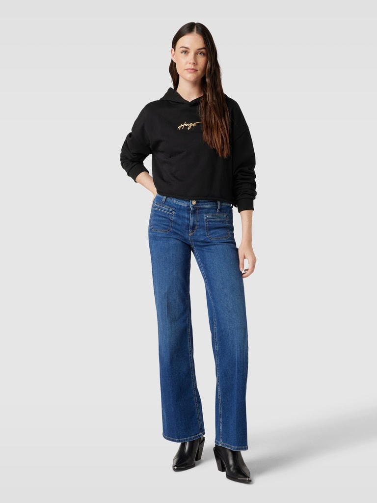 HUGO Hoodie mit Label-Applikation Modell 'Dephana' (black) online kaufen