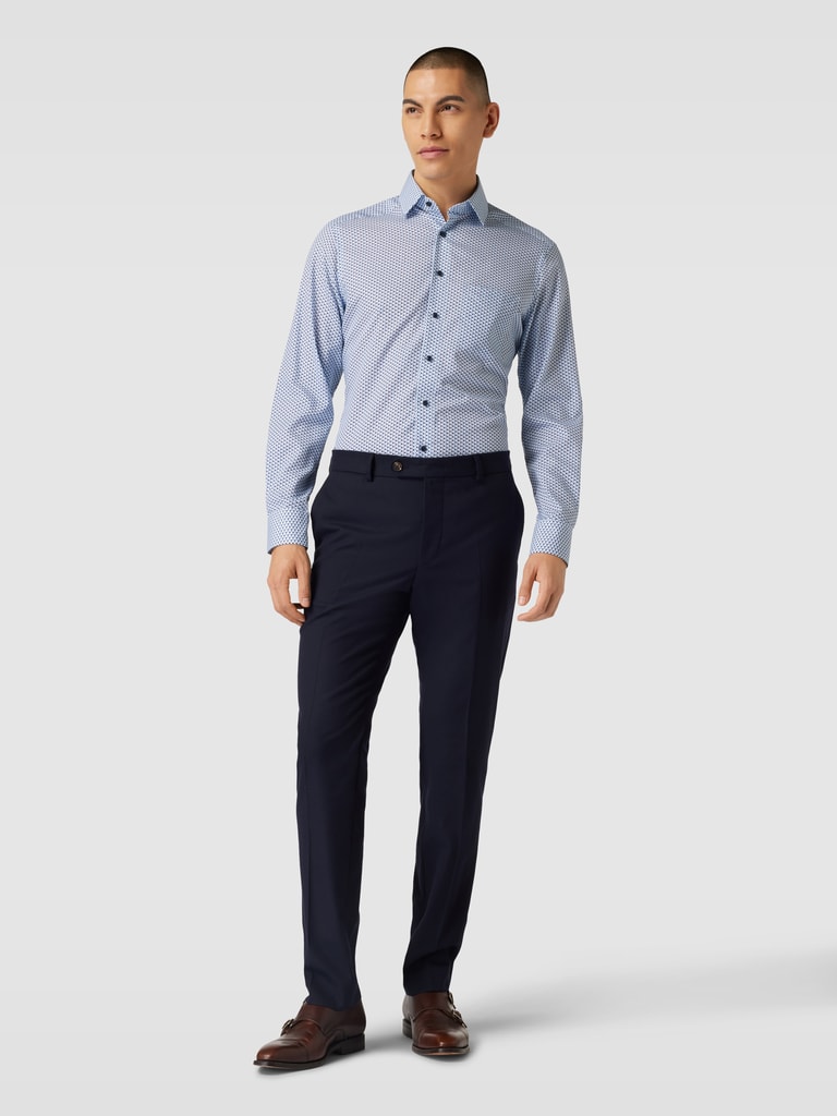 OLYMP Modern Fit Businesshemd mit Allover-Muster Modell 'Global' (bleu ...
