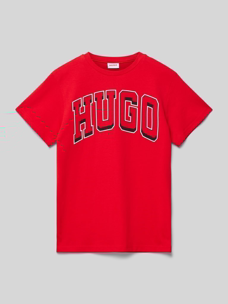 HUGO T-shirt met labelprint in rood online kopen | P&C