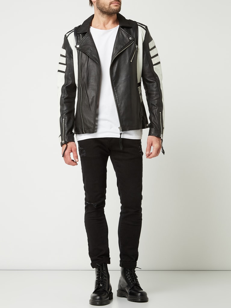 Tigha Lederjacke mit Kontrasteinsätzen Modell 'Neo' (black) online kaufen