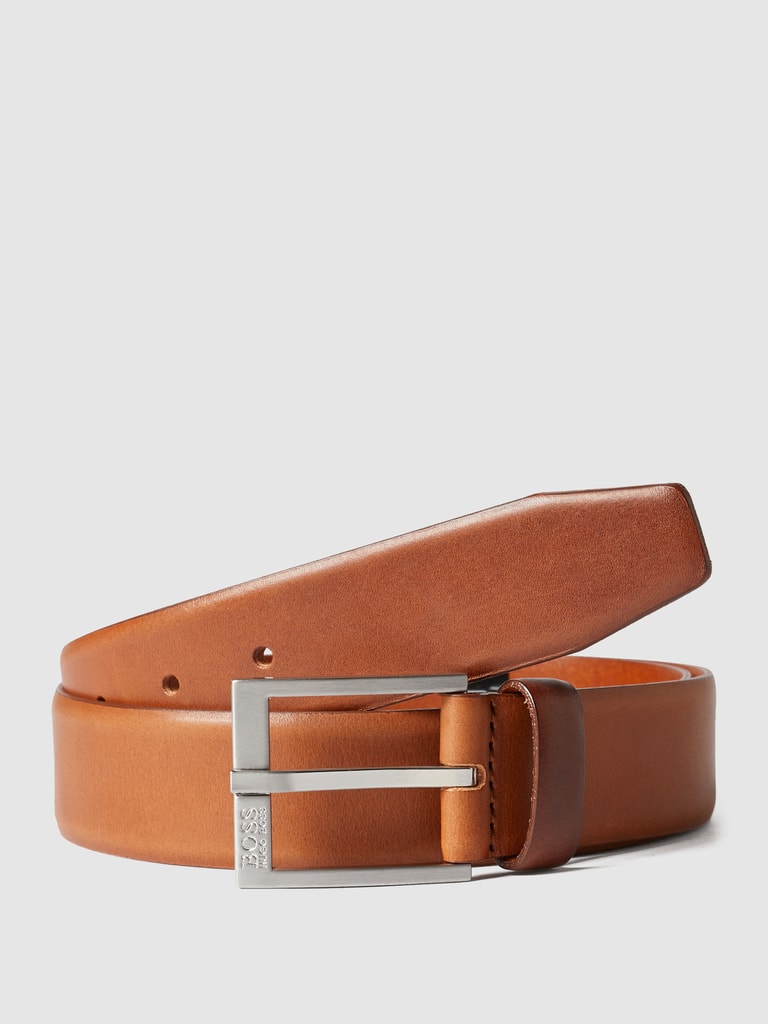 BOSS Riem met label in reliëf in cognac online kopen | P&C