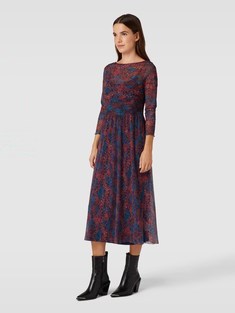 Esprit Midi-jurk van viscose met all-over motief in marineblauw online kopen | P&C