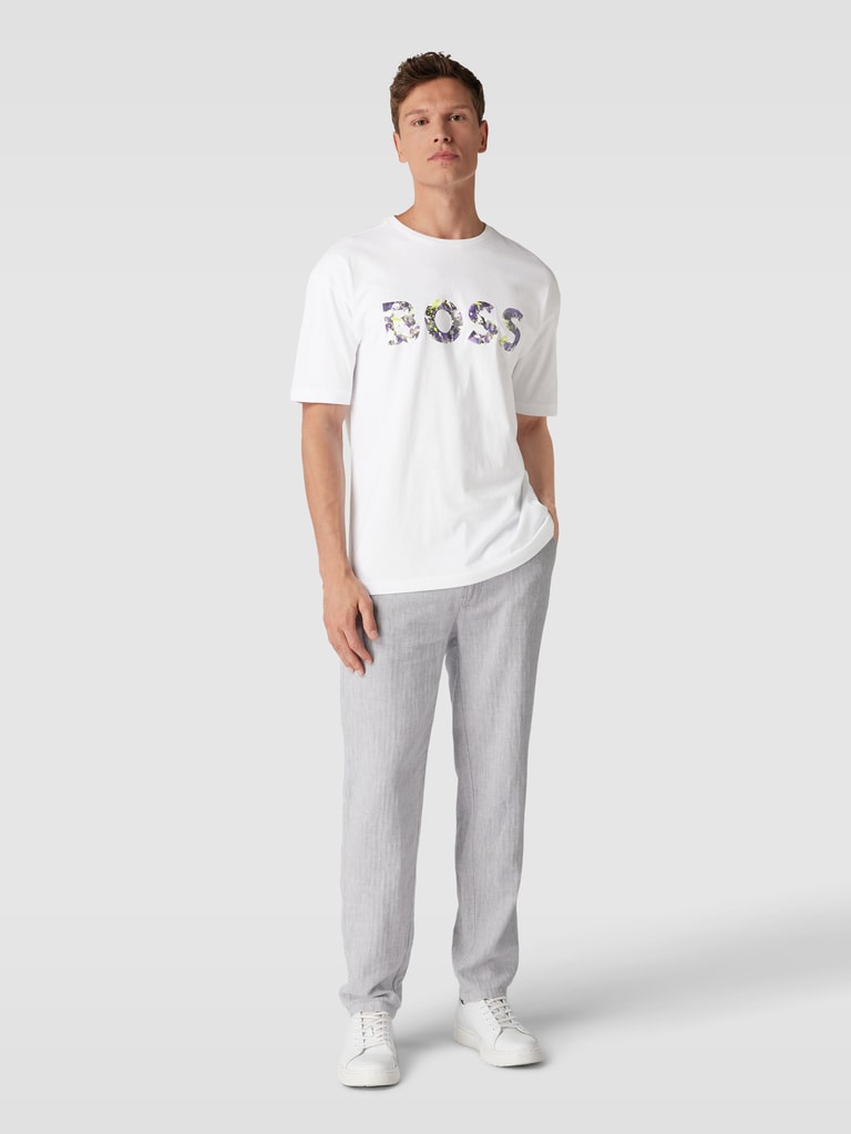 BOSS Green T-Shirt mit Logo-Print Modell 'Lotus' (weiss) online kaufen