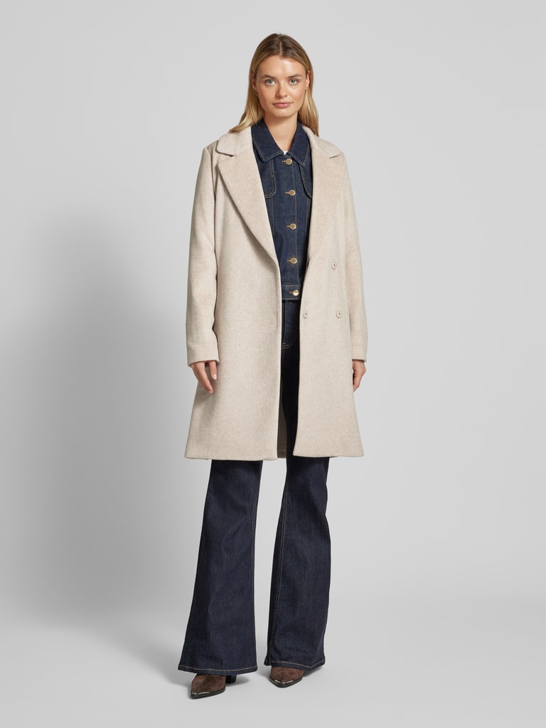 mbyM Lange wollen jas met steekzakken, model 'Tanni' in beige online ...