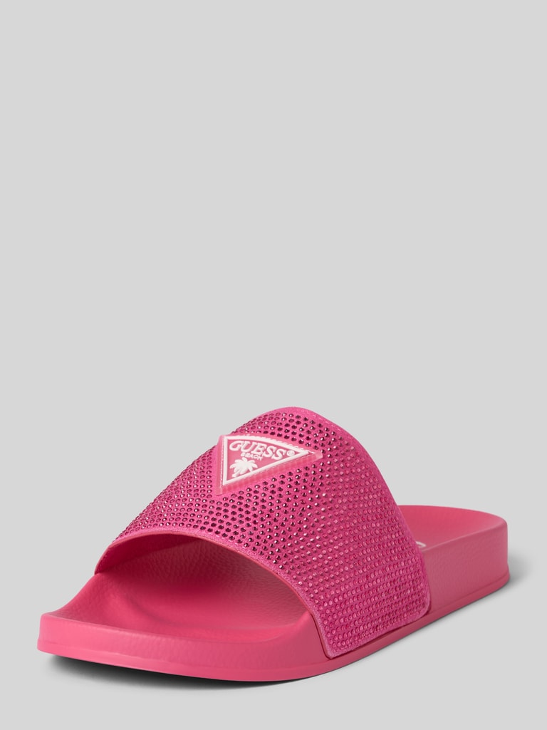 Guess Slides mit Label-Applikation (pink) online kaufen