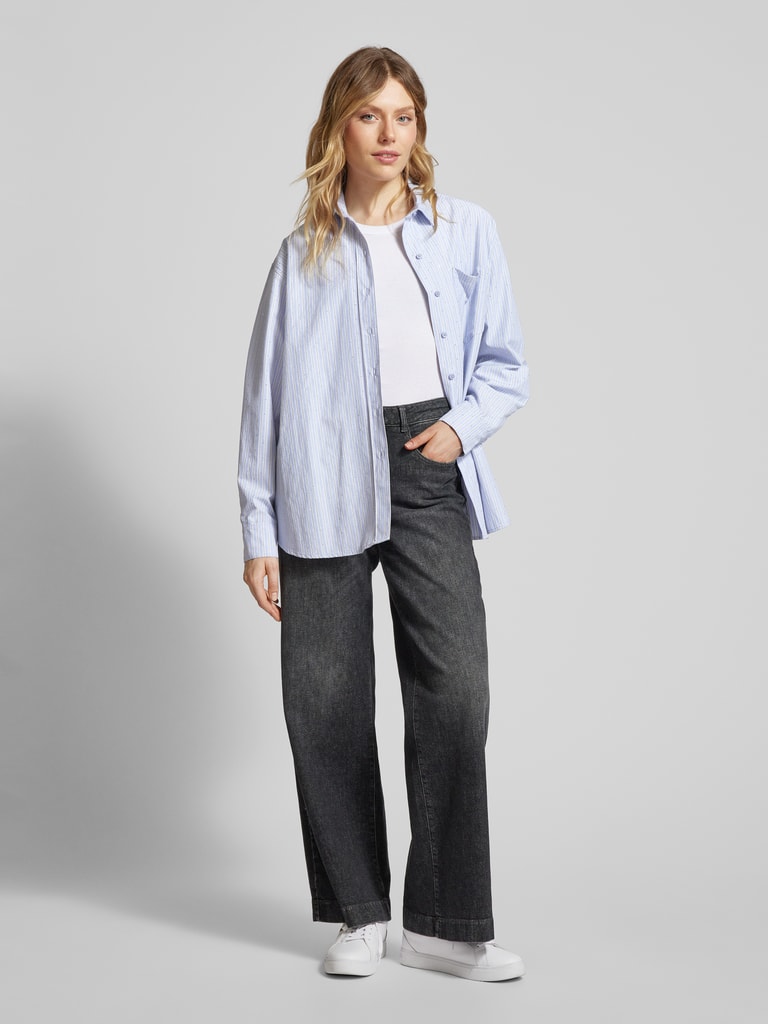 Neo Noir Overhemdblouse met borstzak, model 'Dalma' in lichtblauw ...