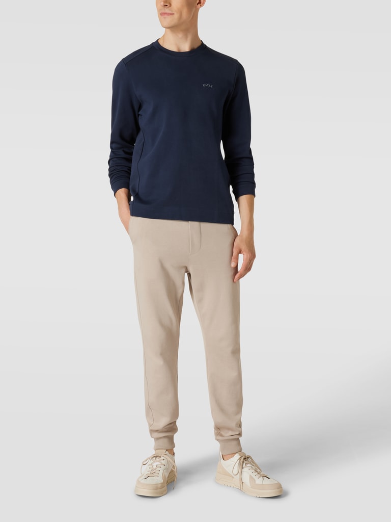 BOSS Green Sweatshirt met structuurmotief, model 'Salbo' in donkerblauw ...