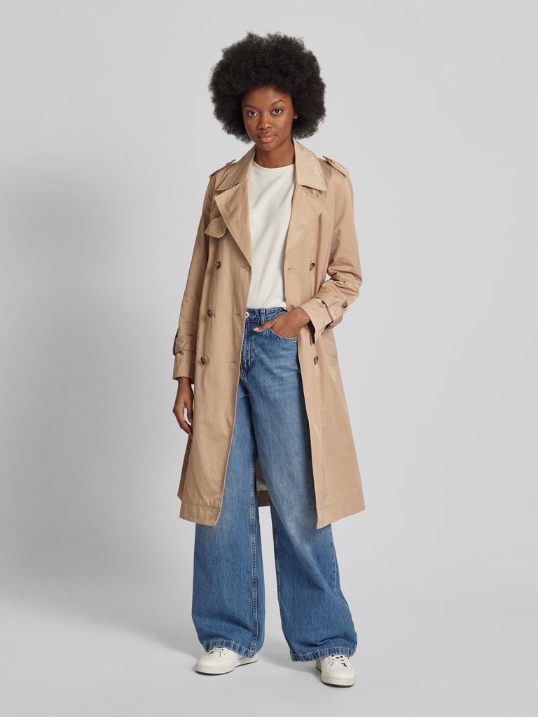 MOS MOSH Trenchcoat met strikceintuur, model 'FARAH' in zand online ...