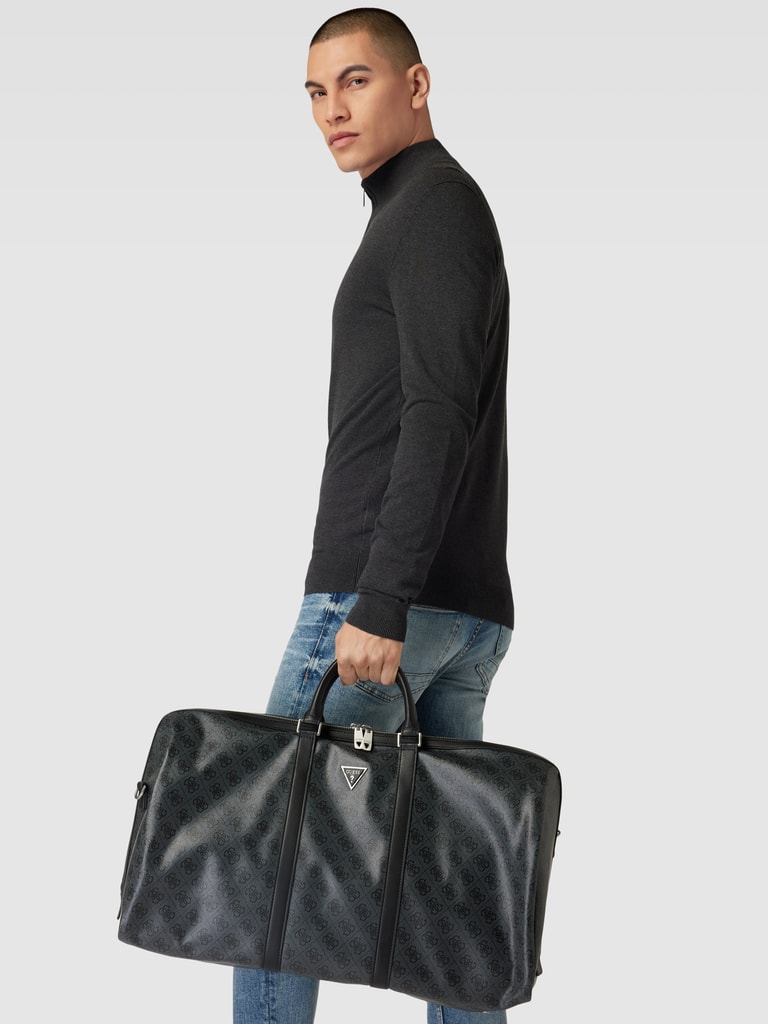 Guess Weekendtas met all-over motief, model 'VEZZOLA SMART' in zwart ...