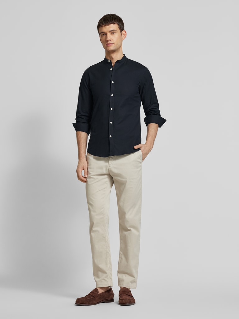 Lindbergh Slim Fit Freizeithemd mit Stehkragen (black) online kaufen