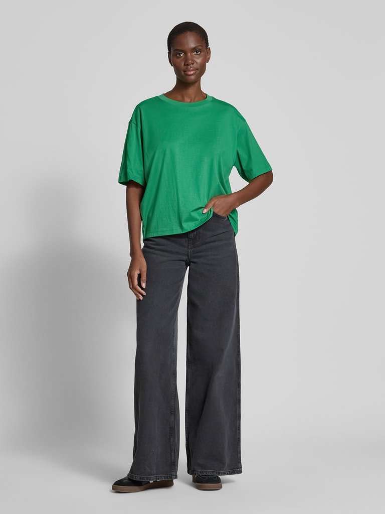 Jake*s Casual Oversized T-Shirt mit geripptem Rundhalsausschnitt (grass ...