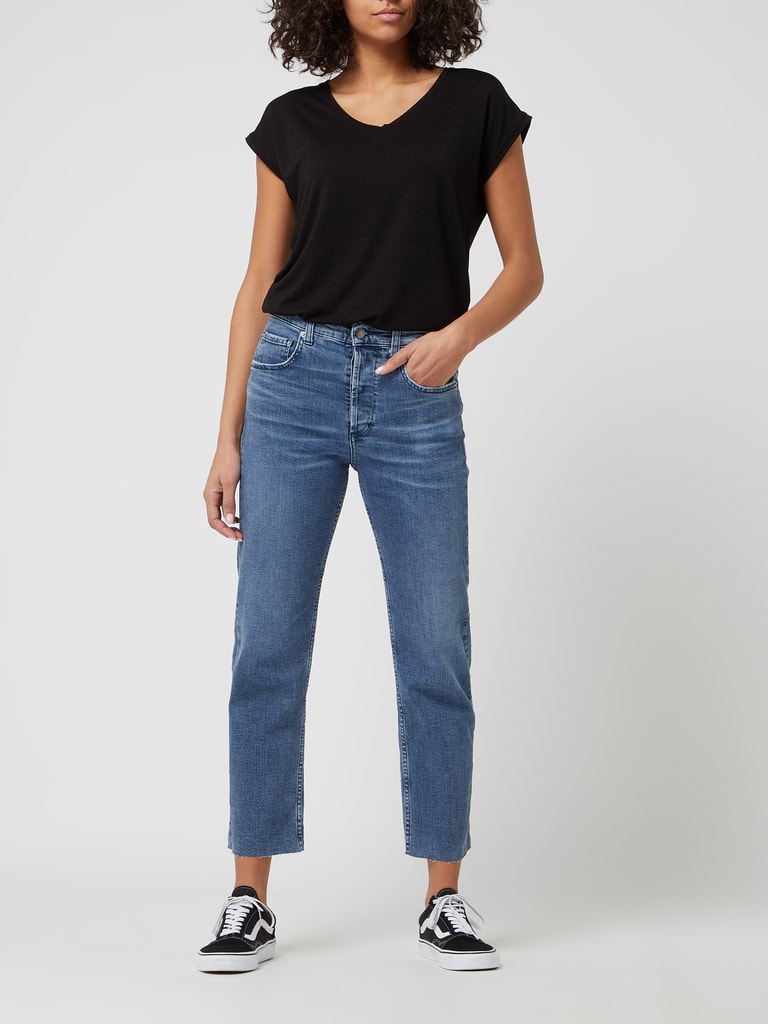 Kup online Pieces T-shirt z efektowną przędzą model ‘Billo’ (czarny)