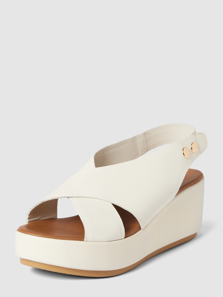 INUOVO Wedges van leer met brede riempjes in zand online kopen | P&C