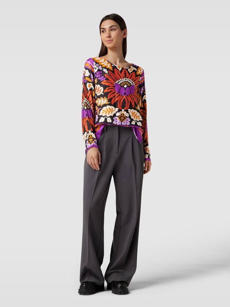 Milano Italy Blusenshirt aus Viskose mit Allover-Muster (black) online ...