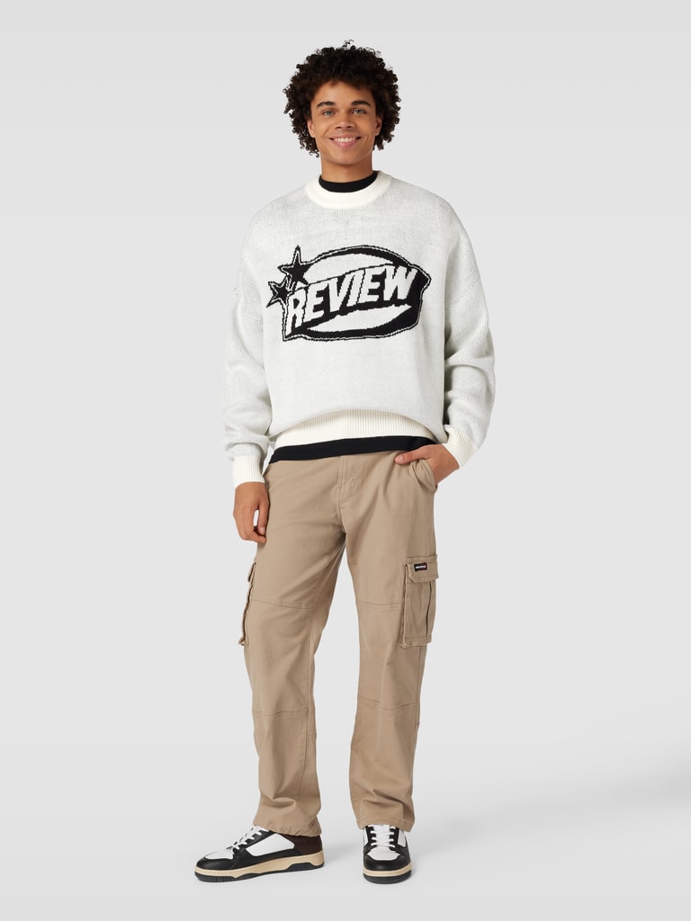 REVIEW Strickpullover mit Puff Logo Print (ecru) online kaufen