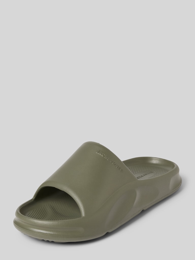 Jack & Jones Slides mit Label-Detail (khaki) online kaufen