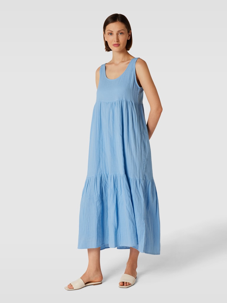 ICHI Midi-jurk in laagjeslook, model 'Foxa' in bleu online kopen | P&C