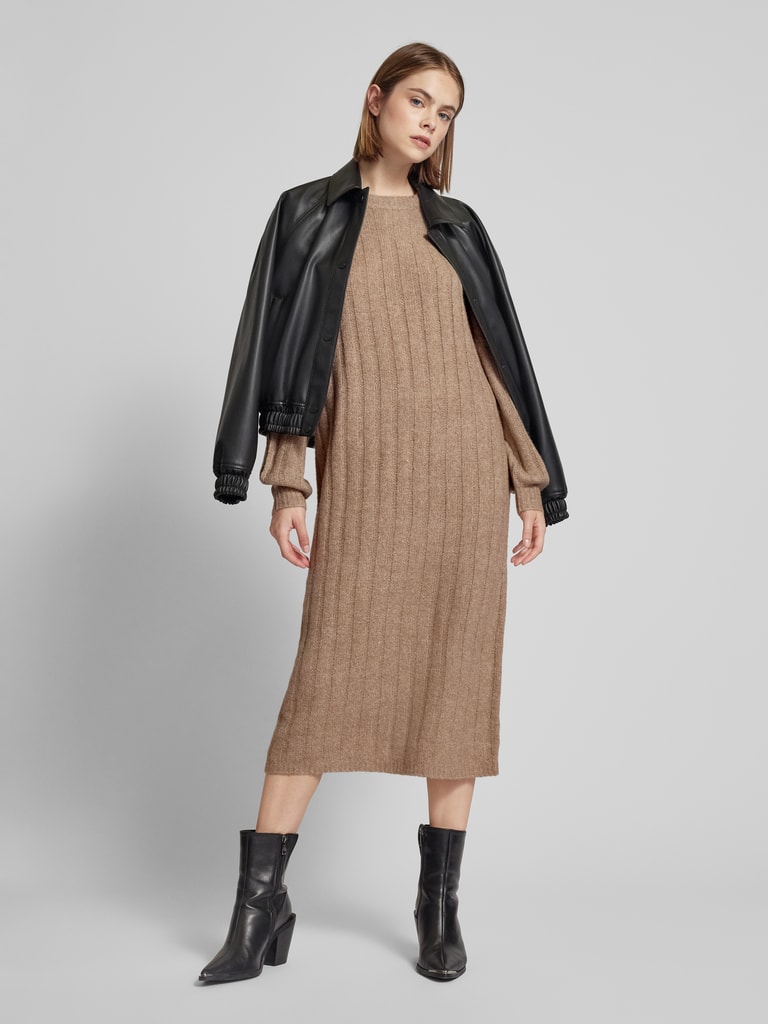 Pieces Gebreide jurk met ballonmouwen, model 'MAGGY' in ecru online ...