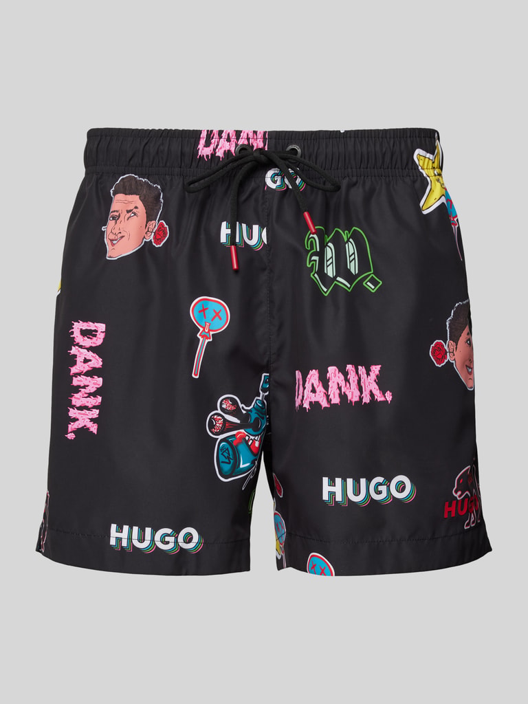 HUGO Zwembroek met labelprint, model 'Lulu' in zwart online kopen | P&C
