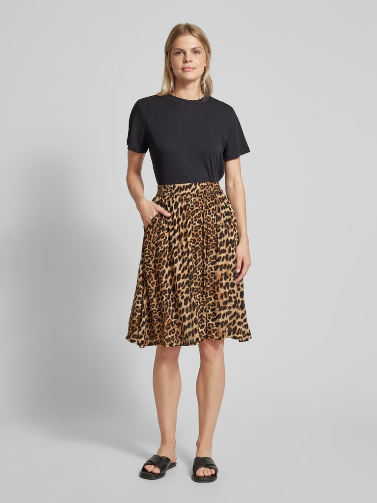 Kaffe Knielange rok met elastische band, model 'Amber' in zwart online ...