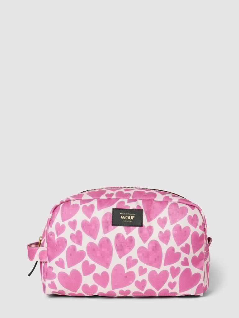 WOUF Make-uptasje met all-over motief, model 'Pink Love' in felroze ...