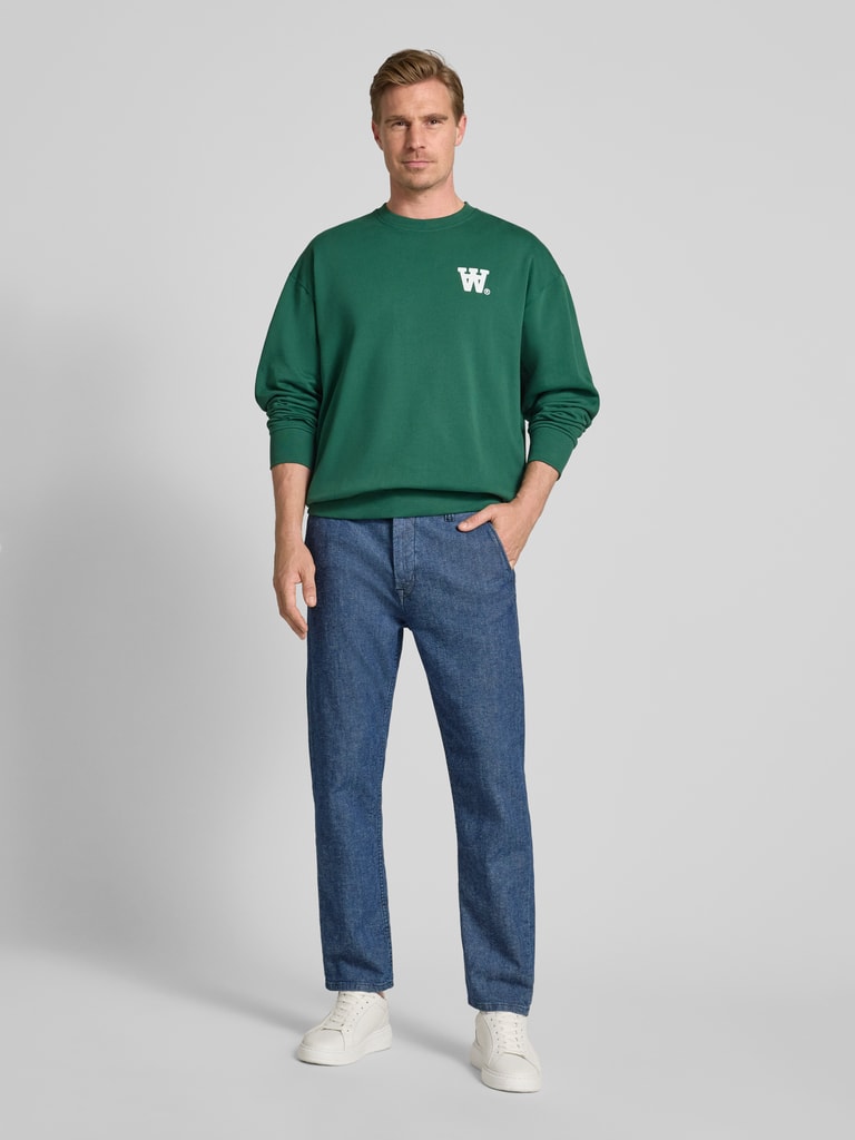 Kup online Marc O'Polo Chinosy z prostą nogawką z mieszanki bawełny ...