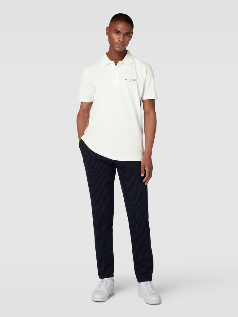 CARLO COLUCCI Poloshirt van zuiver katoen met labeldetail in offwhite ...