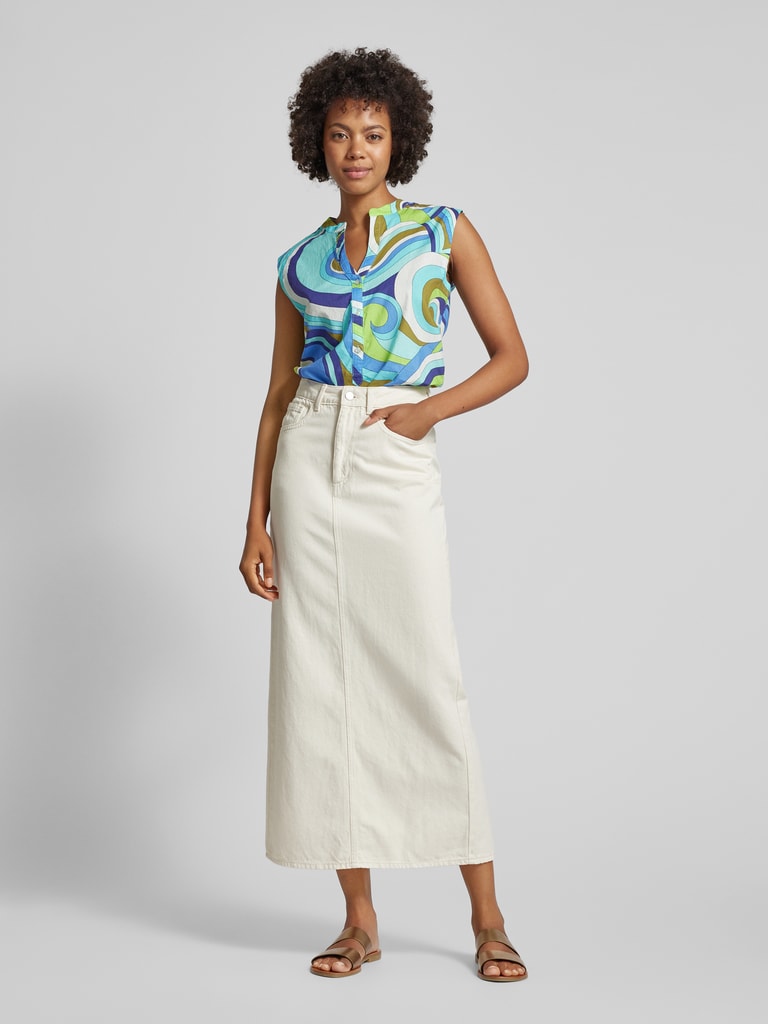 Emily Van den Bergh Blusentop mit Tunikakragen Modell 'Aqua Kaki' (blau ...
