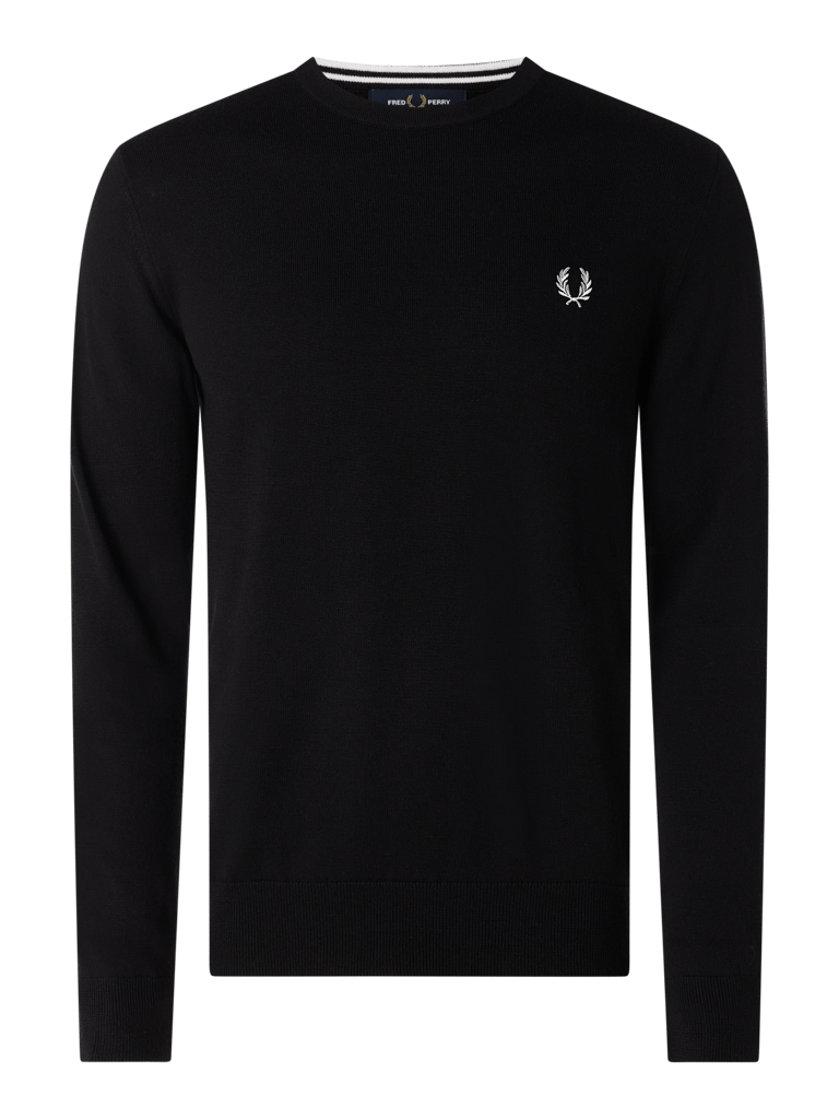 Fred Perry Strickpullover mit Label-Stitching (black) online kaufen
